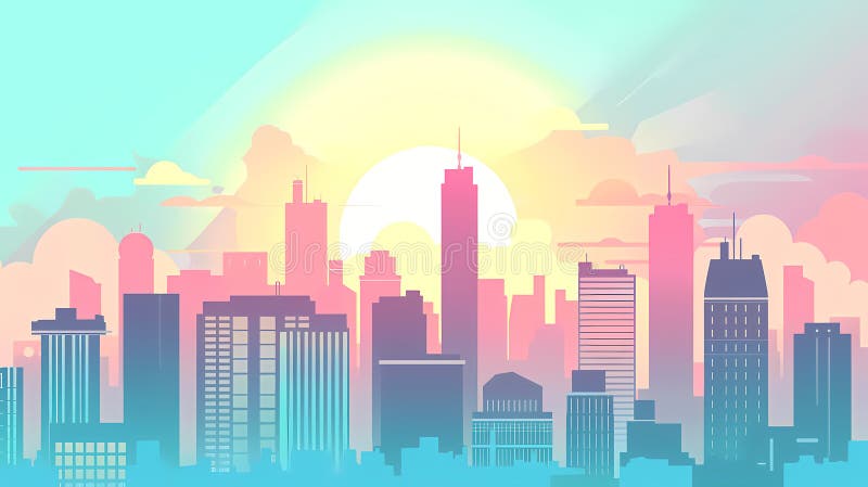 Geometric City Background with a Beautiful Skyline Stock Illustration ...
