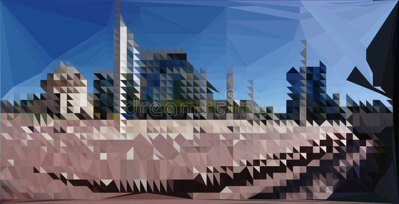Geometric Cityscape Skyscape Abstract Illustration Stock Illustration ...