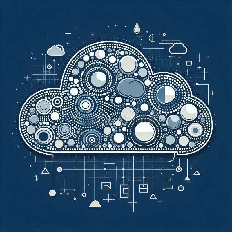 Geometric Cloud a Cloud Represented with Simple Geometric Shapes Stock ...
