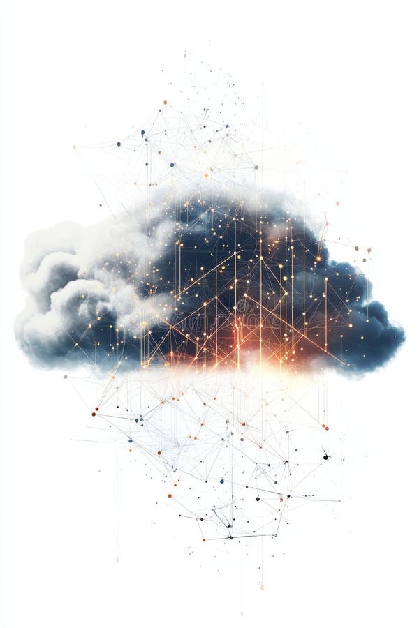 Geometric Cloud Formation in Tech Atmosphere Stock Illustration ...