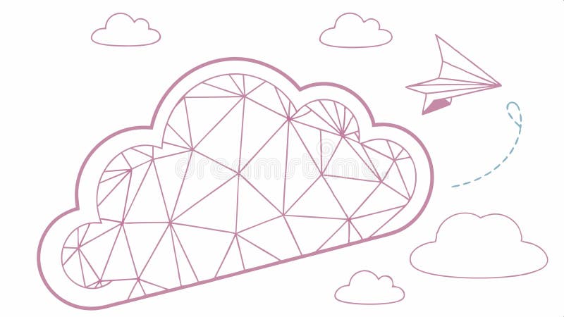 Geometric Cloud with Paper Airplane Abstract Design Vector Design ...
