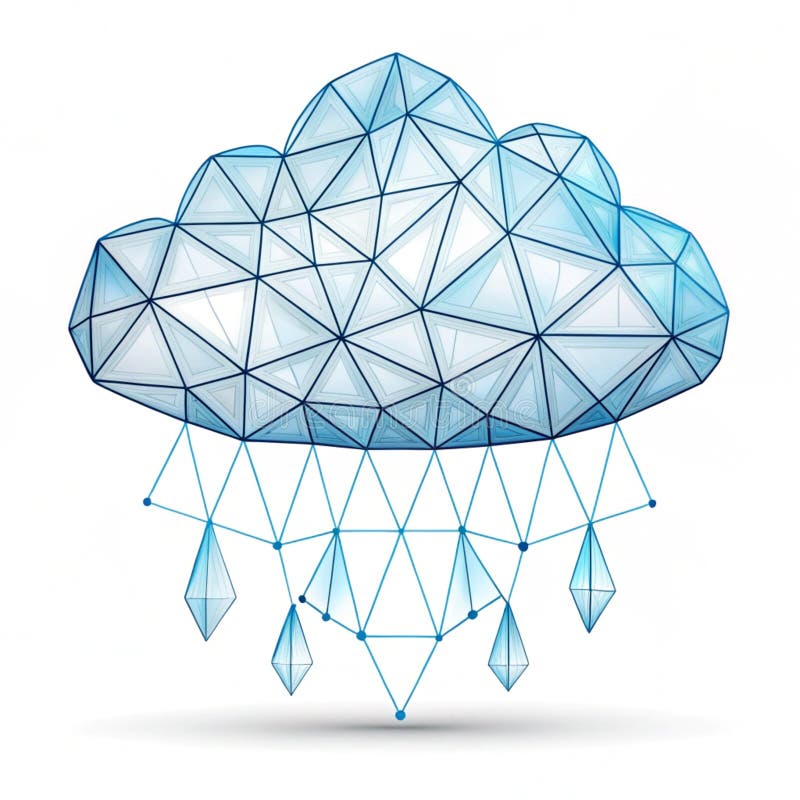 Geometric Cloud with Rain stock illustration. Illustration of isolated ...