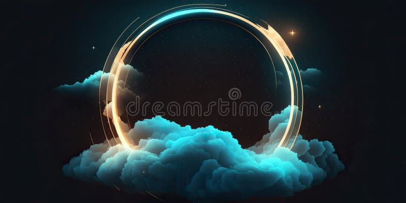 Geometric Cloud and Ring Frame Background, Generative AI Stock ...