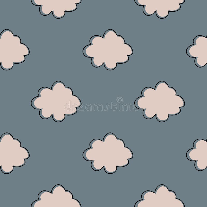 Geometric Cloudy Texture Wallpaper. Hand Drawn Cloud Sky Seamless ...