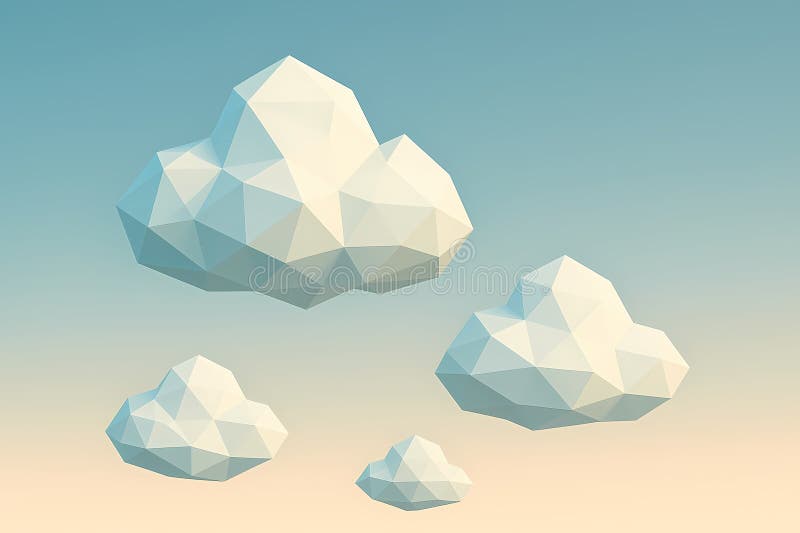 Low - Poly Style Geometric Cloud Illustration, Showcasing Angular ...