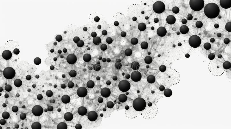 Geometric Cluster of Monochrome Dots and Lines Stock Illustration ...