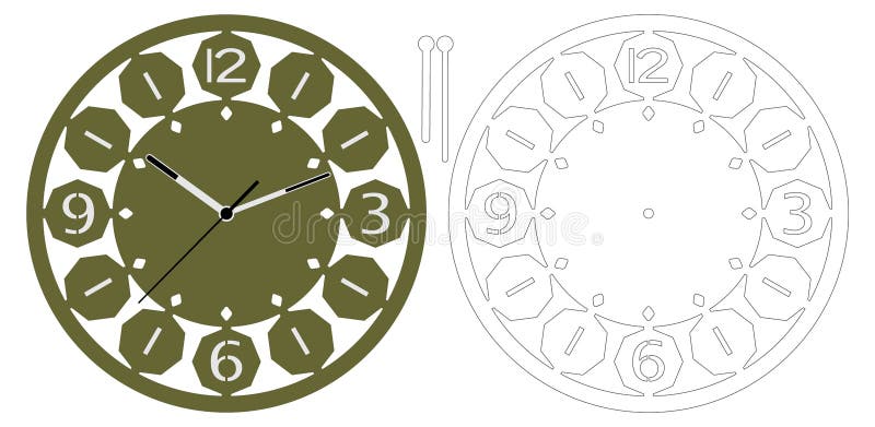 Geometric CNC Wall Clock Design with Numbers Stock Illustration ...