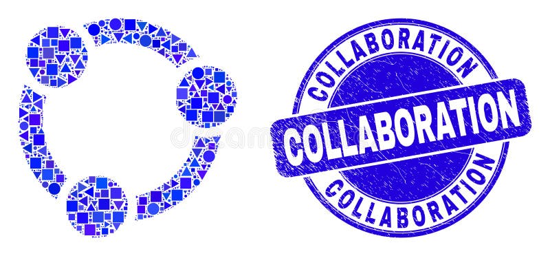 Blue Grunge Collaboration Seal and Collaboration Mosaic Stock Vector ...