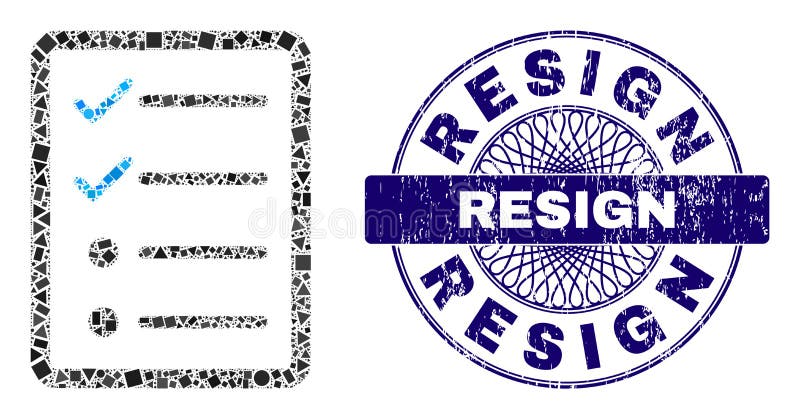 Rubber Resign Stamp Seal and Geometric Checklist Page Mosaic Stock ...