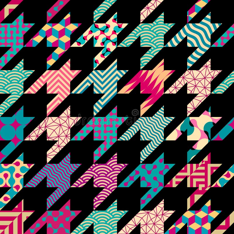 Geometric Collage in Retro Patchwork Geometric Style. Vector Image ...
