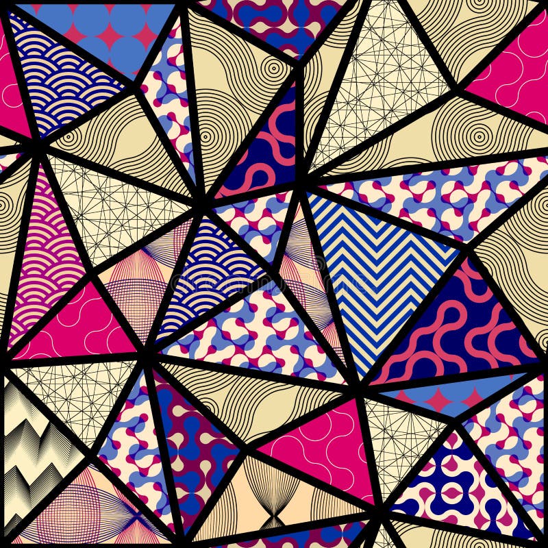 Geometric Collage in Retro Patchwork Geometric Style. Vector Image Stock Vector - Illustration ...