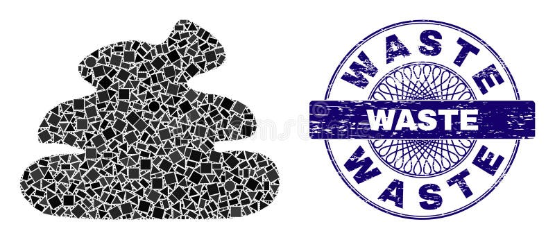 Grunge Waste Stamp and Geometric Shit Mosaic Stock Vector ...