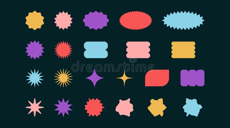 Geometric Color Abstract Different Shape Sticker Set. Graphic Elements ...