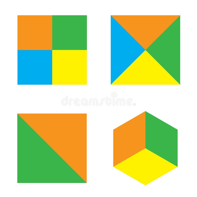 Geometric Color Blocks. Abstract Vector Design. Bright Square Patterns ...