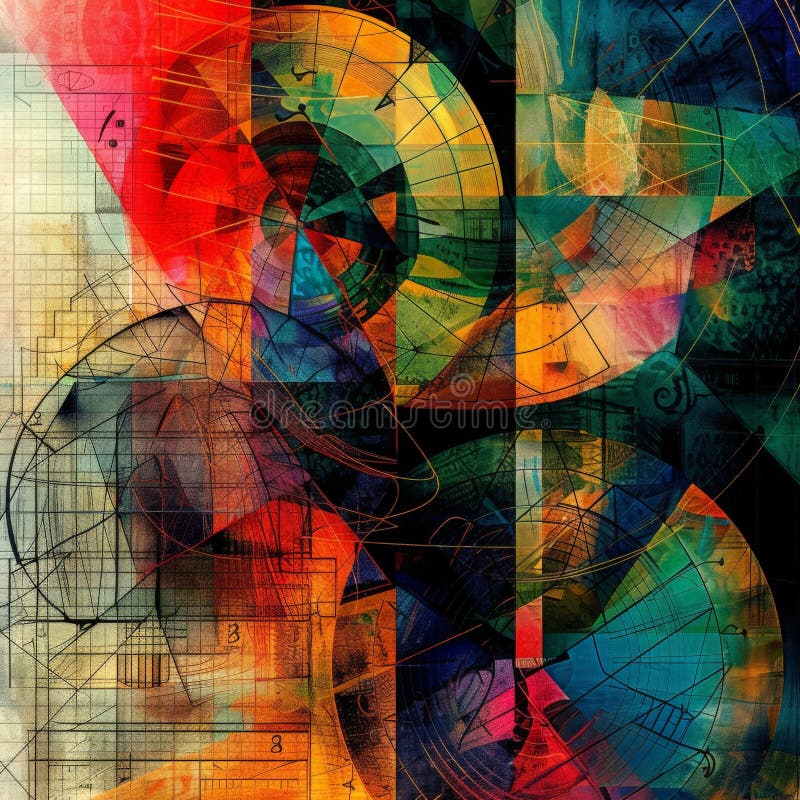 Geometric and Colorful Abstract Digital Collage Stock Image - Image of ...