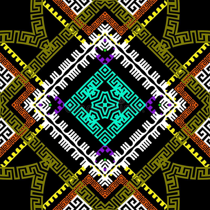 Geometric Colorful Greek Vector Seamless Pattern. Abstract Geometry ...
