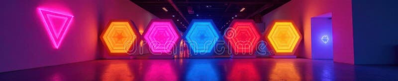 Geometric Colorful Light Installations, Bold Shapes Illuminated, Rgb ...