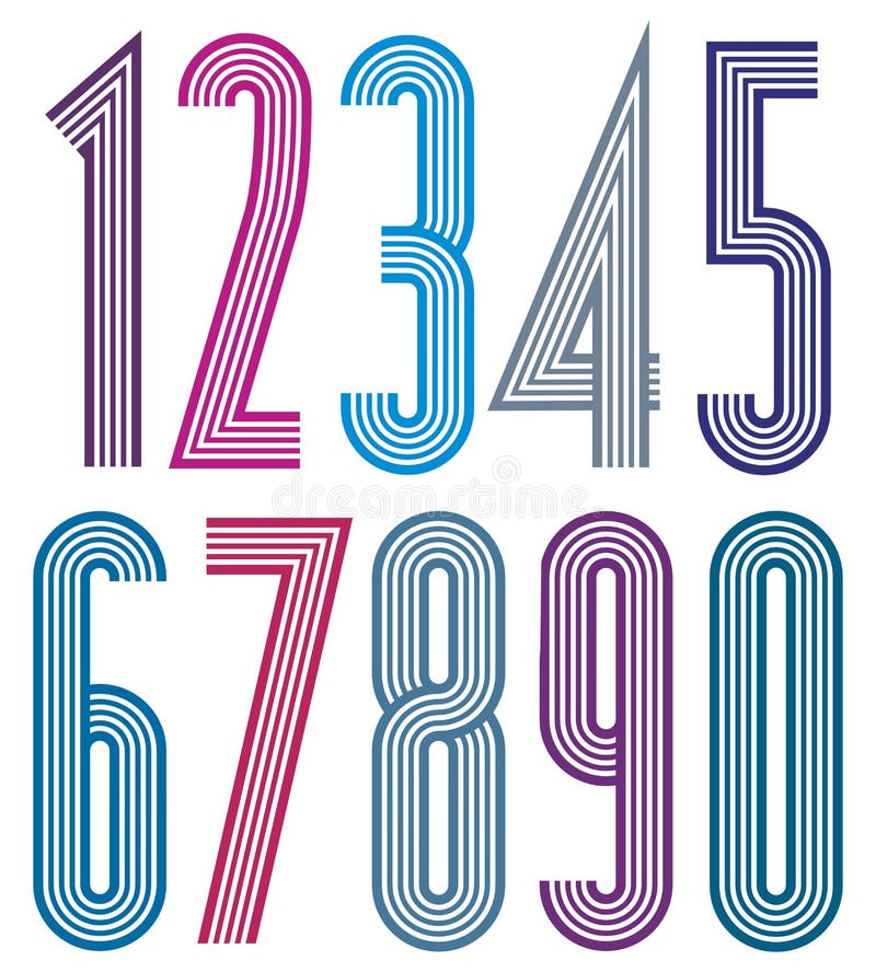 Geometric Colorful Numbers with Straight Lines. Stock Vector ...