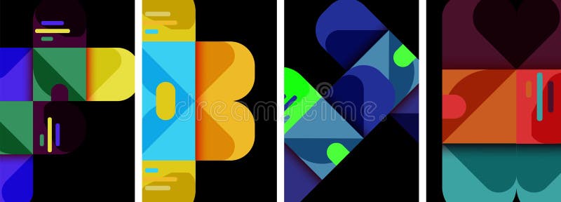 Geometric Colorful Poster Backgrounds with Squares and Circles Stock ...