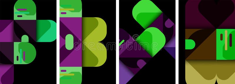 Geometric Colorful Poster Backgrounds with Squares and Circles Stock ...