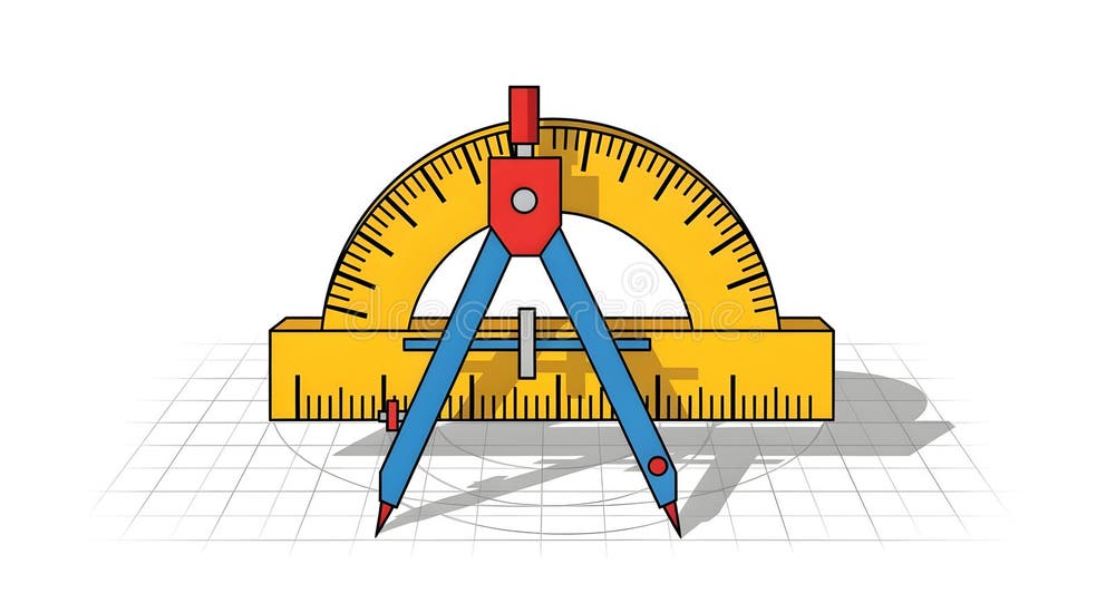 Geometric Compass and Protractor 3D Icon the Image is Generated Using ...
