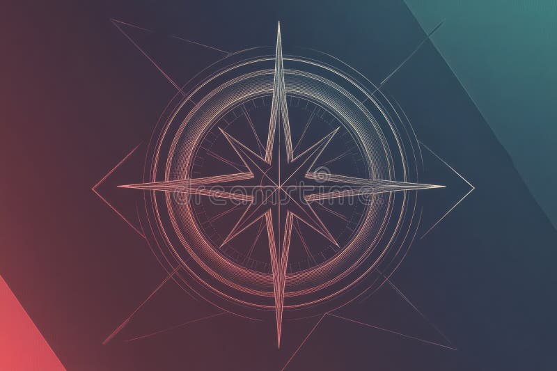 This Geometric Compass Rose Design Showcases Sharp Lines Converging To ...