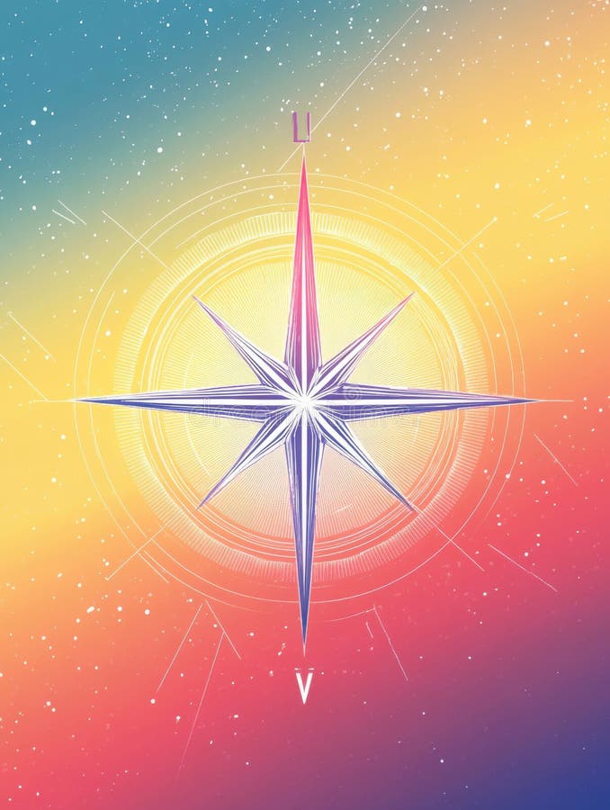 This Geometric Compass Rose Displays Clean Lines and a Central Point ...