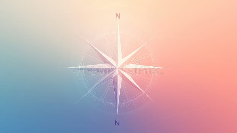 This Geometric Compass Rose Features Defined Lines and a Central Point ...