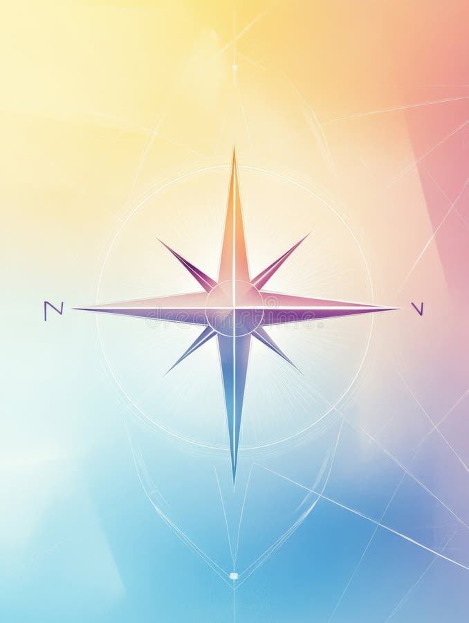 A Geometric Compass Rose Features Sharp Lines and a Central Point ...