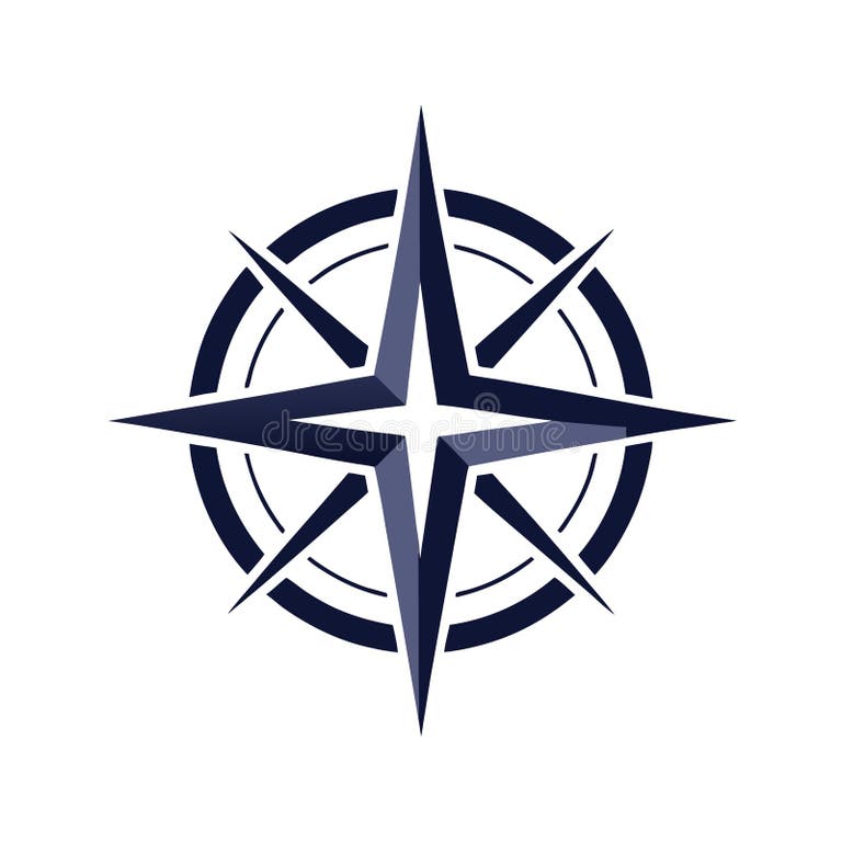 Navy Blue Compass Rose Graphic on White Background Offering Direction ...