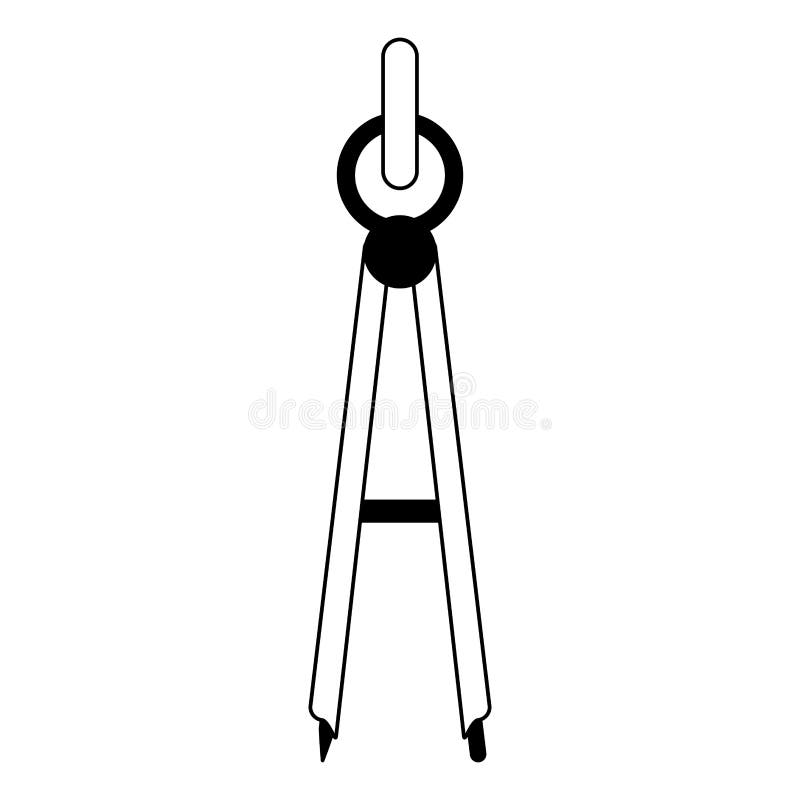 Geometric Compass Tool Black and White Stock Vector - Illustration of ...