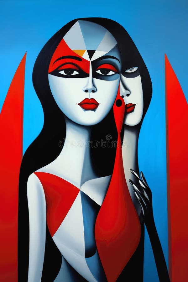 Geometric Composition of Stylized Beautiful Women, AI Generated Stock ...