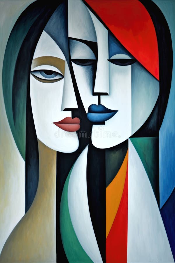 Geometric Composition of Stylized Beautiful Women, AI Generated Stock ...