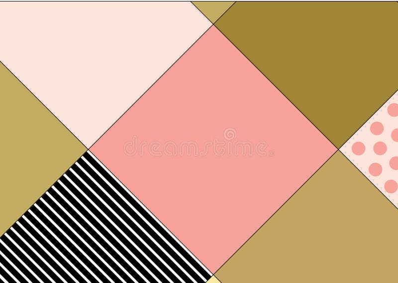 Geometric Composition in Black, White, Gold and Pastel Pink. Stock ...