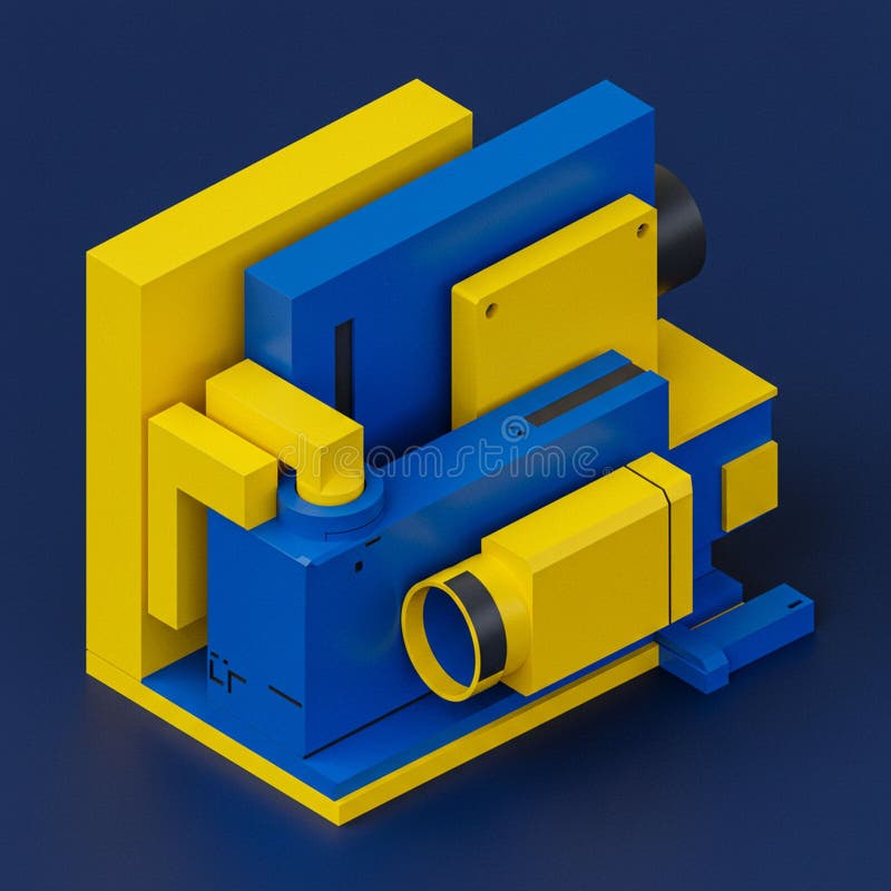 Geometric Composition Featuring Interlocking Yellow and Blue Shapes ...