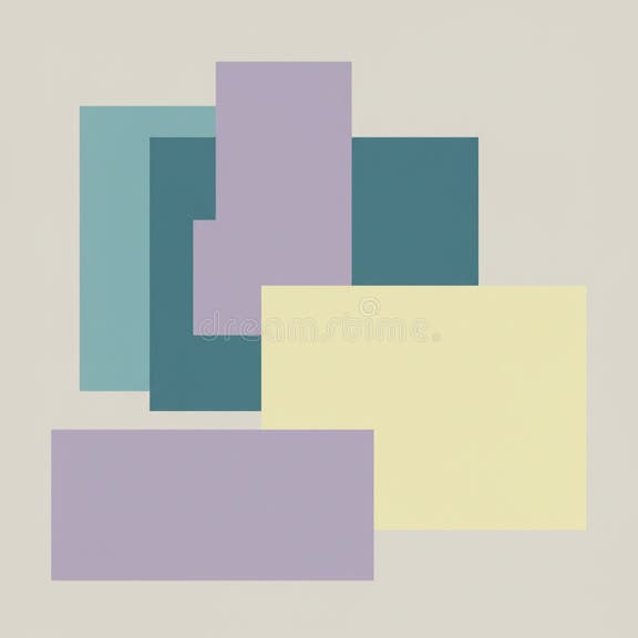 Geometric Composition with Overlapping Rectangles in Pastel Shades of Purple, Teal, Stock ...