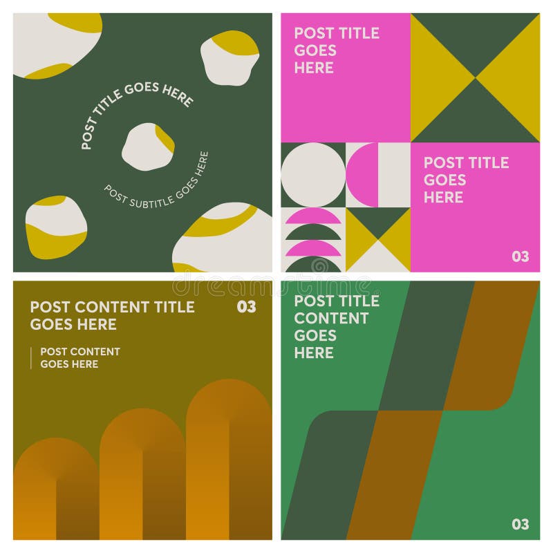 Geometric Composition Social Media Post Template Bundle Stock Vector ...