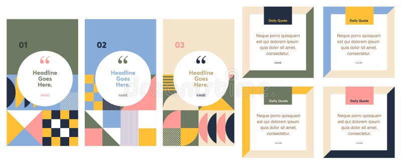 Geometric Composition Social Media Post Template Bundle Stock Vector ...