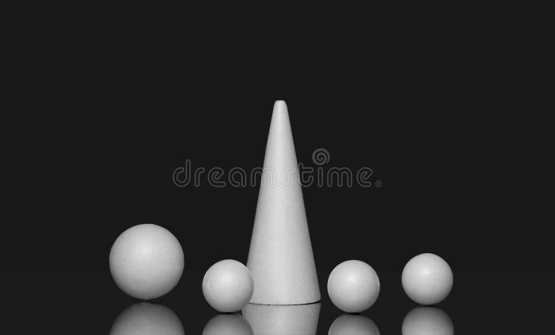 Geometric Composition of Various 3D Shapes. White Polystyrene Cone ...