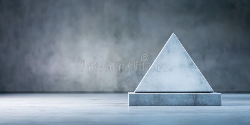 Geometric Concrete Pyramid in Minimalist Industrial Space Stock Photo ...
