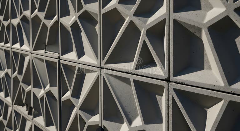 Geometric Concrete Screen Blocks Create a Visually Striking Modern ...
