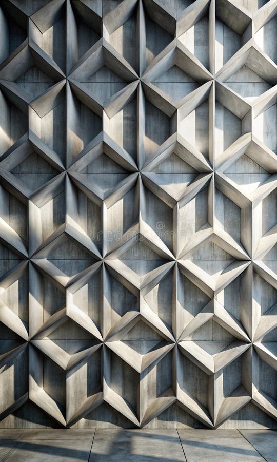 Geometric Concrete Wall Design with Intricate Three Dimensional ...
