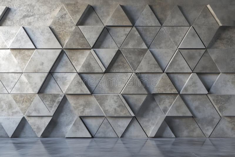 Geometric Concrete Wall Design with Triangular Patterns, Textured ...