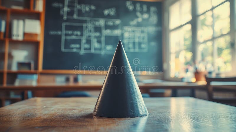 Geometric Cone on a School Desk in a Classroom Stock Photo - Image of ...