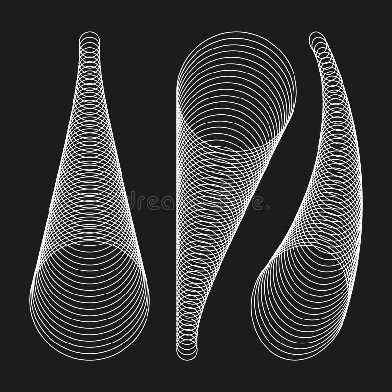 Geometric Cone Shapes. White Lines Graphic. Abstract Black Background ...