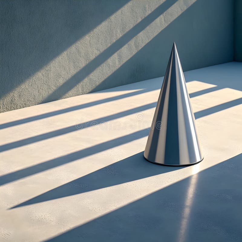 Geometric Cone Stands Out with Light and Shadows Creating a Striking ...