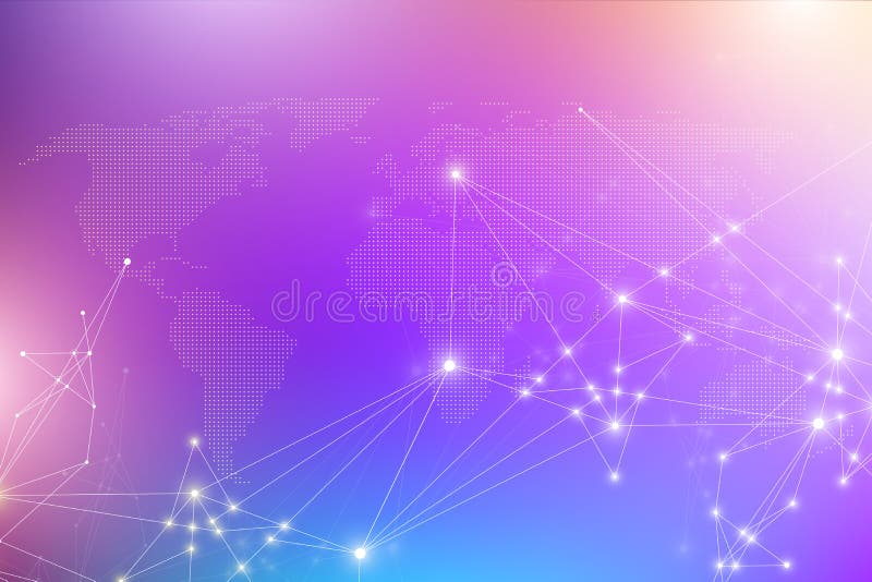 Geometric Connected Background Lines and Dots. Simple Technology ...