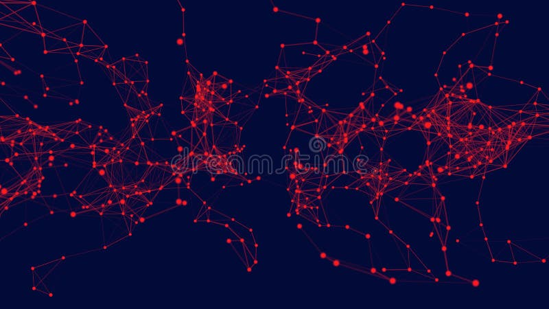 Geometric Connected Red Line and Dots Stock Illustration - Illustration ...
