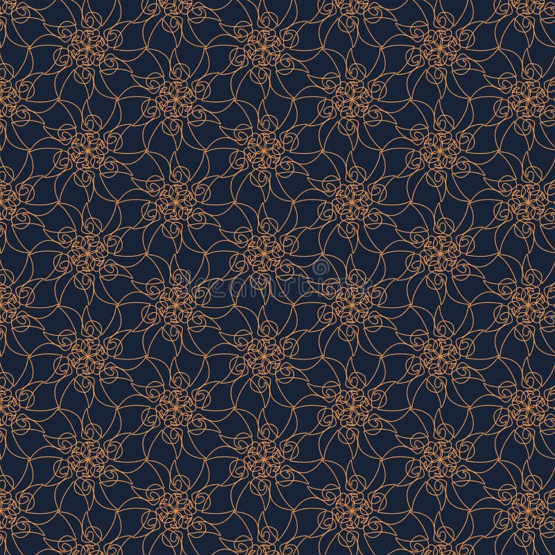 Geometric Contour Pattern on Blue Background. Hand Drawn Abstract ...