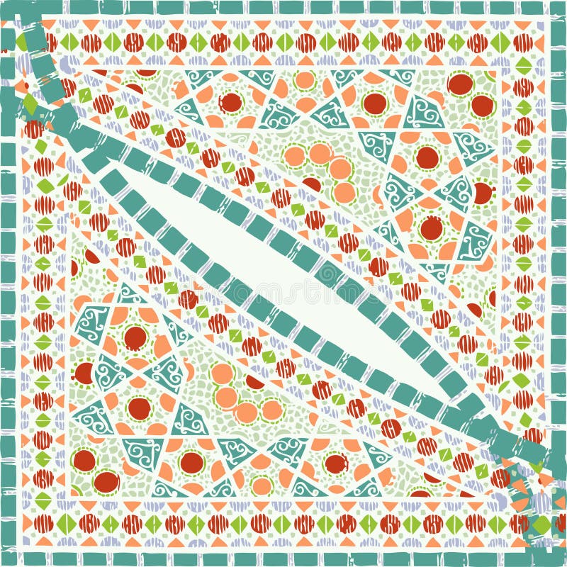 Geometric Corner Frame Pattern Ethnic Tile Colorful Background V Stock ...